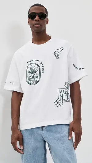 Maison Kitsuné Art Nouveau Stamps Oversize Tee - White