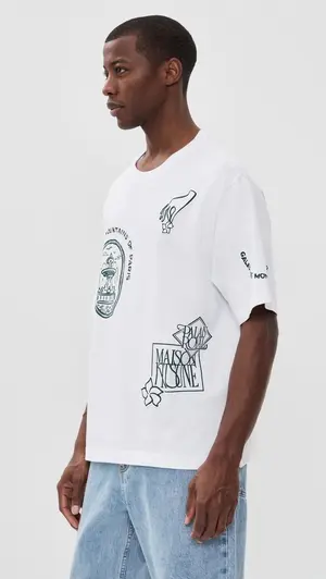 Maison Kitsuné Art Nouveau Stamps Oversize Tee - White