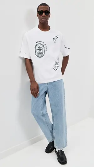 Maison Kitsuné Art Nouveau Stamps Oversize Tee - White