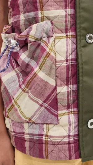 MARBELL Kate Vest Quilted Plaid Sleeveless With Funnel Neck - Red Smoothie