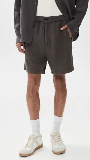 Madewell Linen Pull-on Shorts - Chocolate