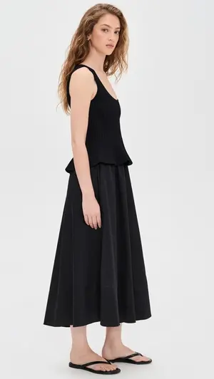 LA LIGNE Peplum Combo Midi Dress