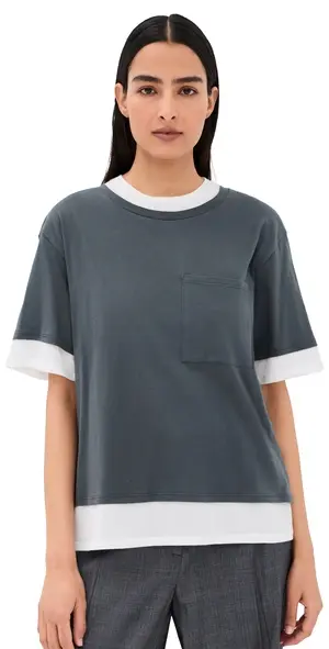 TWP Double Layered Tee - Charcoal/white