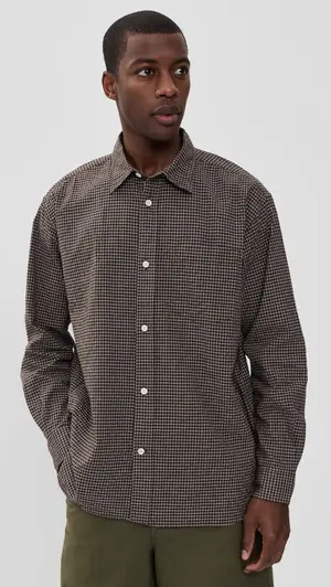Norse Projects Espevik Check Oversized Shirt - Taupe