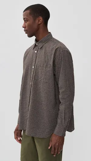 Norse Projects Espevik Check Oversized Shirt - Taupe