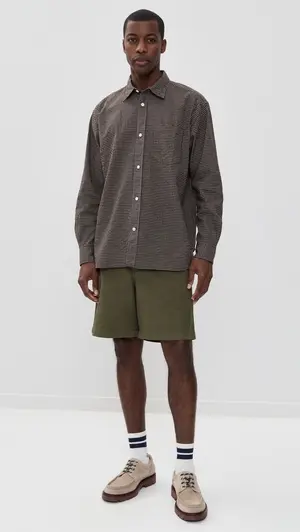 Norse Projects Espevik Check Oversized Shirt - Taupe