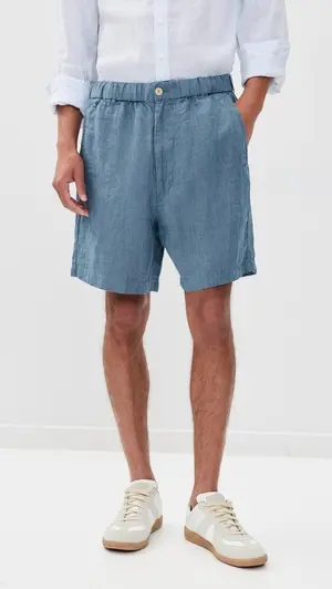 Madewell Linen Pull-on Shorts - Light Chambray