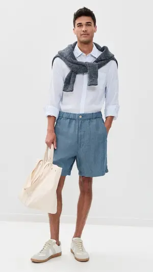 Madewell Linen Pull-on Shorts - Light Chambray
