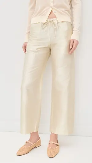 Donni. Taffeta Drawstring Cargo Pants - Creme