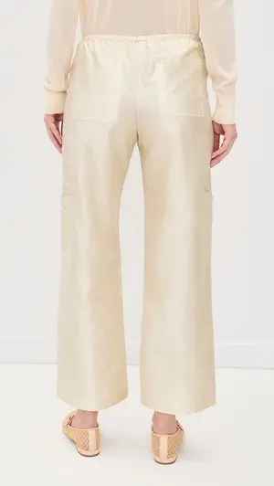 Donni. Taffeta Drawstring Cargo Pants - Creme