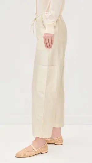 Donni. Taffeta Drawstring Cargo Pants - Creme