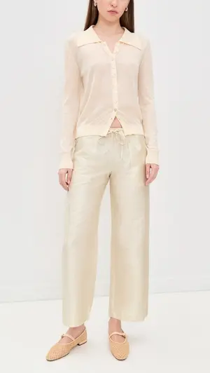 Donni. Taffeta Drawstring Cargo Pants - Creme