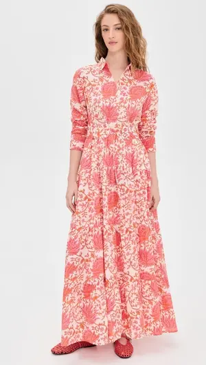 GUADALUPE DESIGN Meredith Floral Maxi Dress - Coral