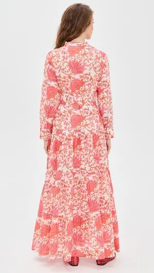 GUADALUPE DESIGN Meredith Floral Maxi Dress - Coral