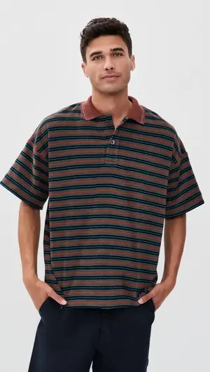 Howlin' Striped Terry Space Polo - Astro Mind