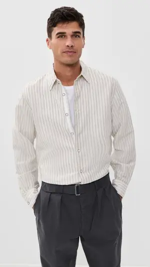 Rag & Bone Finch Long Sleeve Linen Stripe Shirt