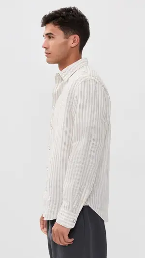 Rag & Bone Finch Long Sleeve Linen Stripe Shirt