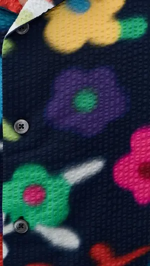 Howlin' Trippy Flowers Seersucker Printed Cocktail Shirt - Space