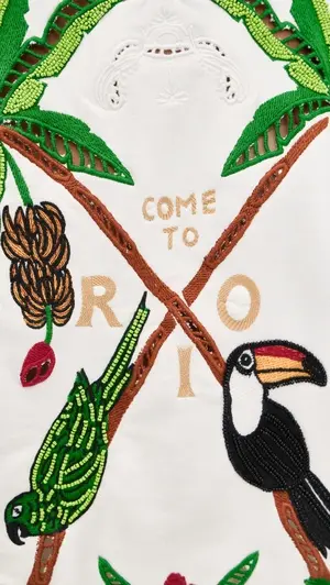 Farm Rio Embroidered French Terry Crewneck