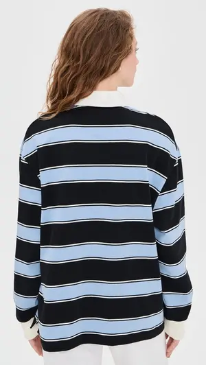 Closed Striped Rugby Shirt - Sky Blue