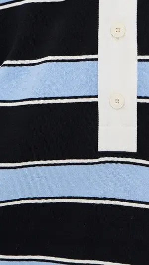 Closed Striped Rugby Shirt - Sky Blue