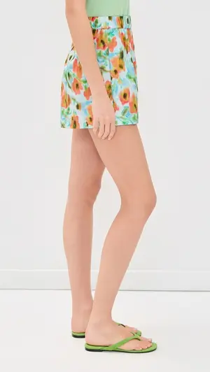 Tanya Taylor Fallon Floral Print Shorts - Powder Blue Multi
