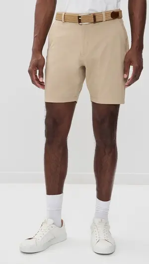 REDVANLY Varick Pull-on Performance Shorts - Bark