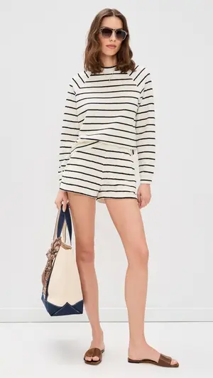 Kule Terry Venus Striped Shorts