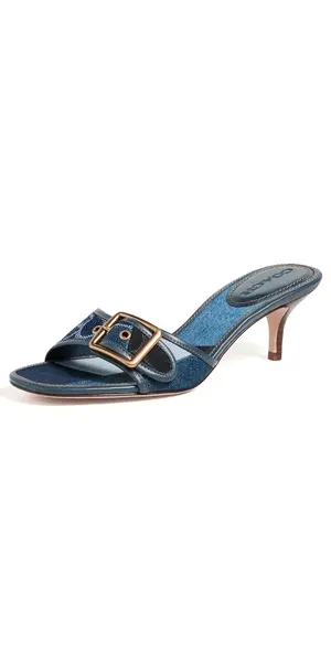 COACH Margot Denim Patchwork Sandals With Gold-tone Buckle - Denim Multi