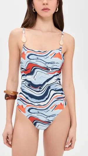 PALMACEA Nella One-piece Swimsuit With Abstract Print And Beaded Embellishments