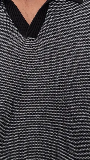 Onia Cotton Textured Johnny Collar Polo - Midnight/white