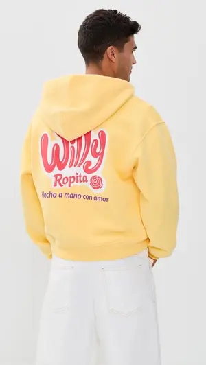 WILLY CHAVARRIA Ropita Shrunken Zip Hoodie - Butter
