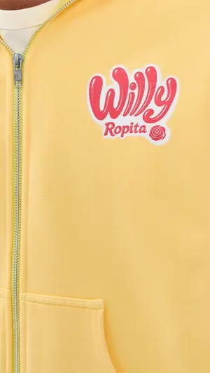 WILLY CHAVARRIA Ropita Shrunken Zip Hoodie - Butter