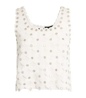 Maje Mirror-detail Crochet Tank Top - White