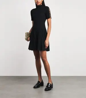 Maje High-neck Rib-knit Mini Dress
