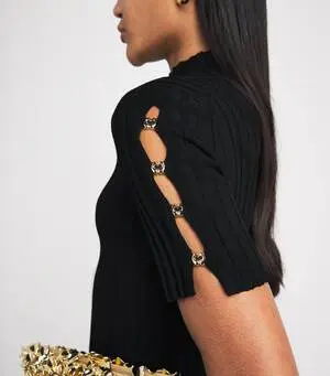 Maje High-neck Rib-knit Mini Dress