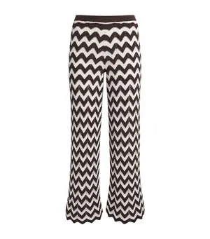 Maje Cotton Crochet Zigzag Trousers - Brown