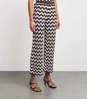 Maje Cotton Crochet Zigzag Trousers - Brown