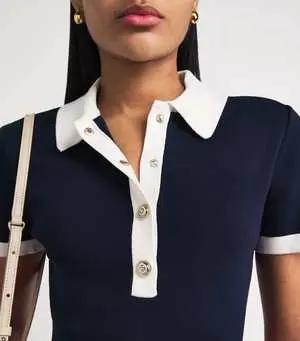 Maje Cotton-blend Polo Mini Dress - Blue