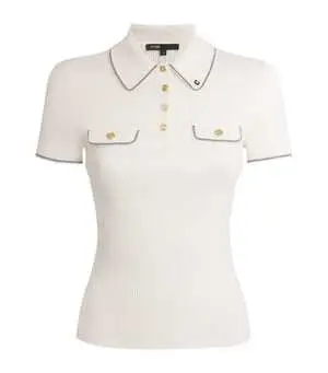 Maje Rib-knit Polo Shirt - White
