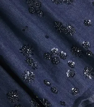 Maje Embellished Denim Midi Skirt - Blue