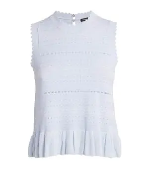 Maje Ruffled Pointelle Knit Top