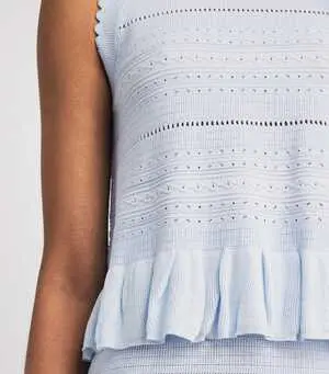 Maje Ruffled Pointelle Knit Top