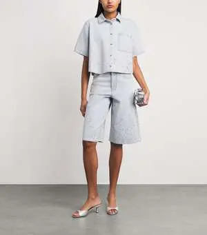 Maje Embellished Denim Shirt - Blue