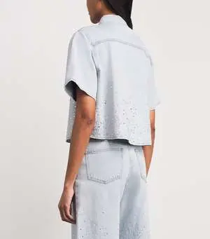 Maje Embellished Denim Shirt - Blue