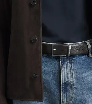 Emporio Armani Grained Leather Belt - Black