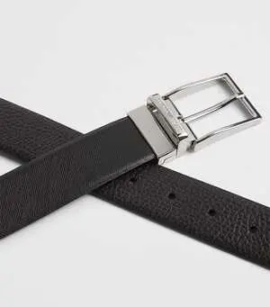 Emporio Armani Grained Leather Belt - Black