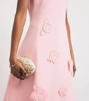 LEO LIN Rose-detail Cleo Midi Dress - Pink