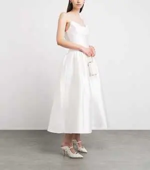 SELF-PORTRAIT Taffeta Strapless Midi Dress