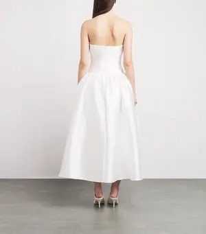 SELF-PORTRAIT Taffeta Strapless Midi Dress